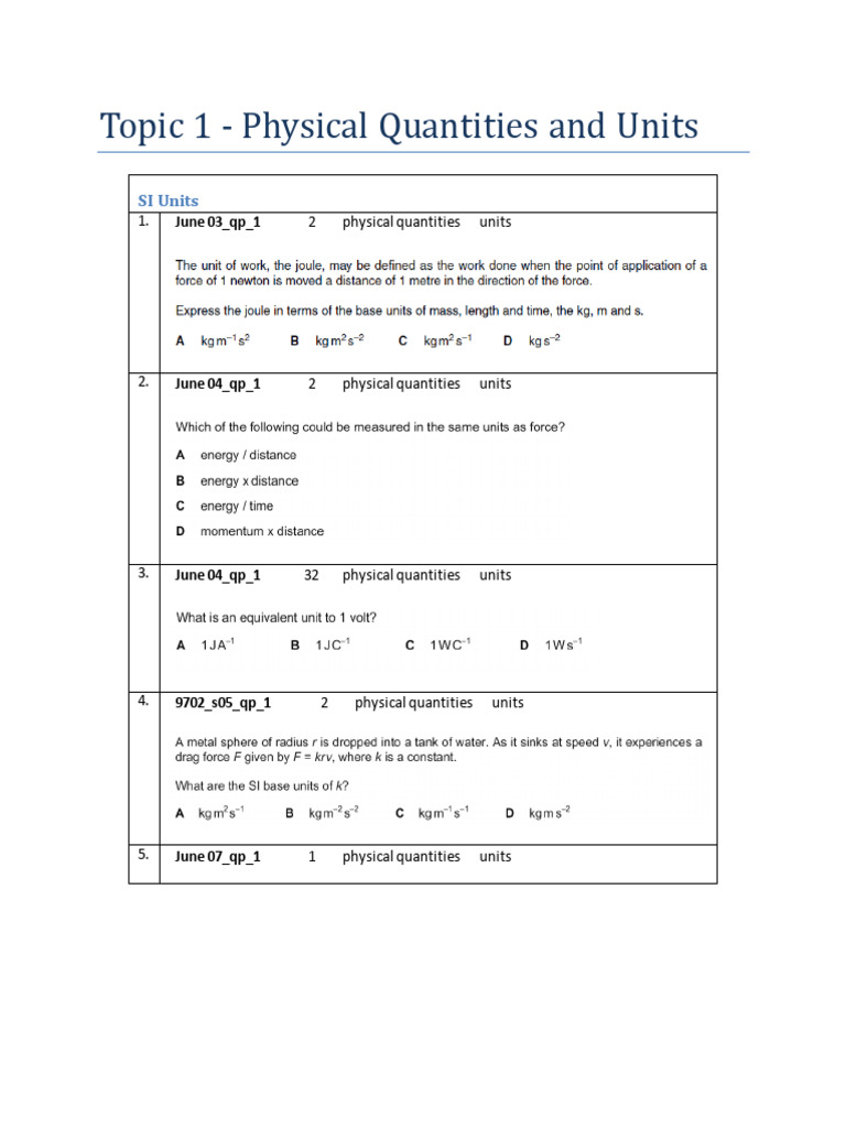 Physical Quantities and Units | Download Free PDF | Physics | Physical ...