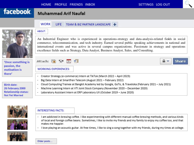 Facebook Profile - Muhammad Arif Naufal | PDF