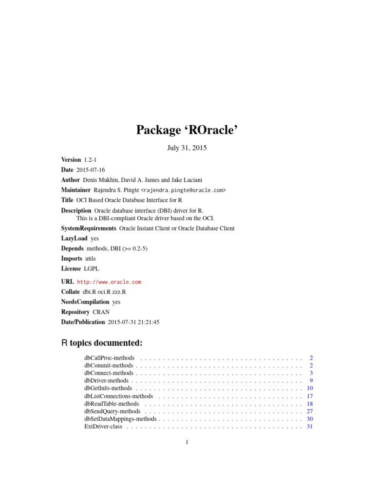 ROracle | PDF | Databases | Computer Programming