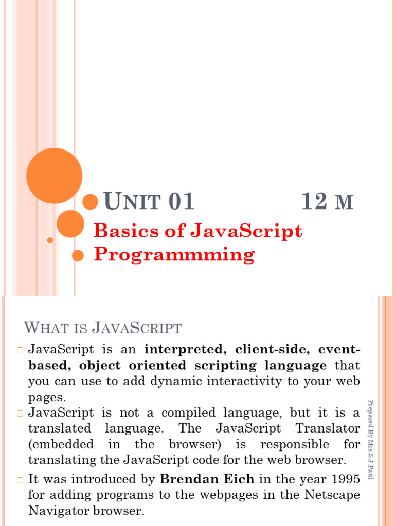 Unit-1 Basics of JavaScript Programming | PDF | Control Flow | Java Script
