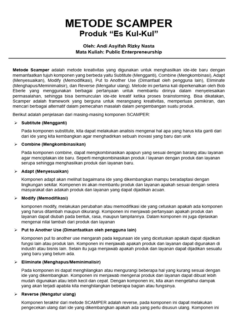 Metode Scamper Pada Produk Usaha | PDF