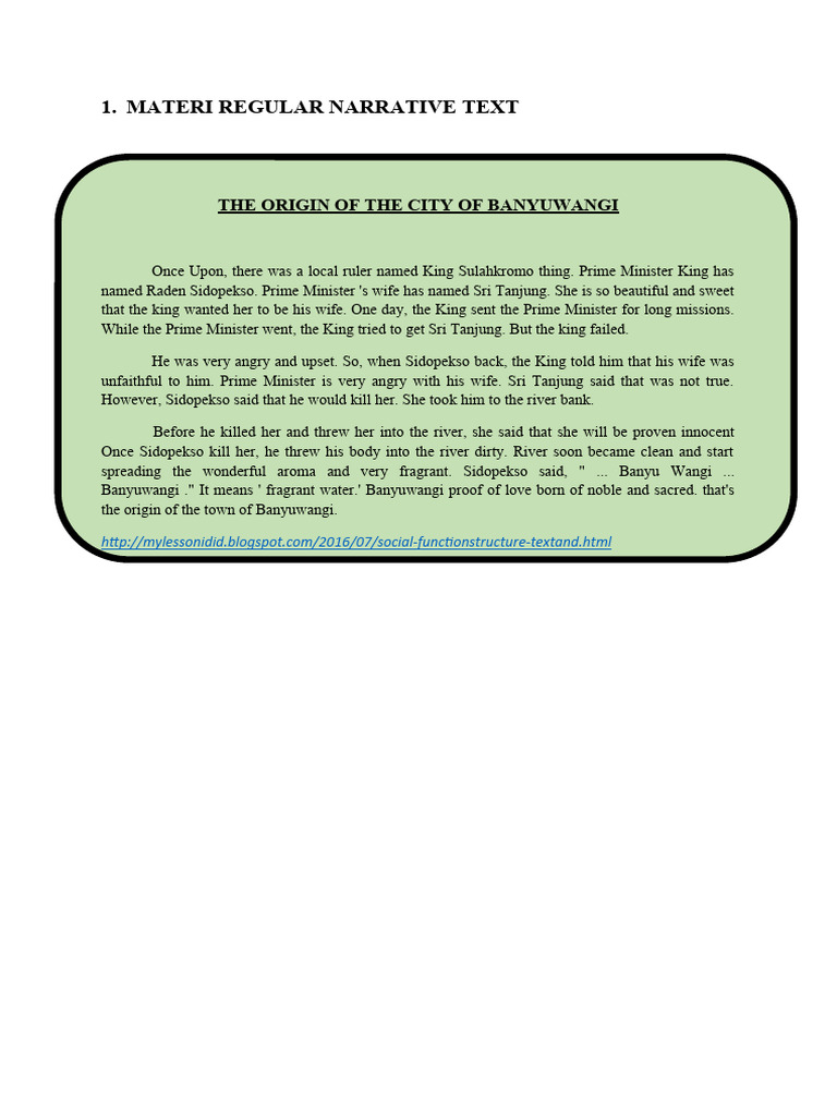 Materi 1 Narrative Text | PDF | Grammatical Tense | Verb