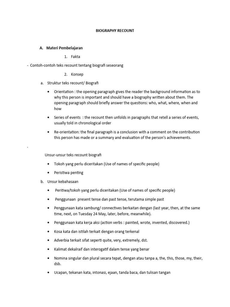 Biography Recount Text Guide | PDF | Indonesia | Indonesian People