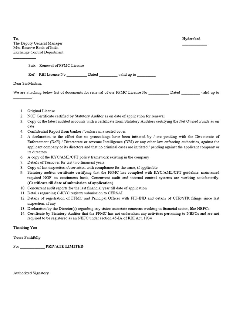 Application For Renewal of FFMC Licence | PDF | Law