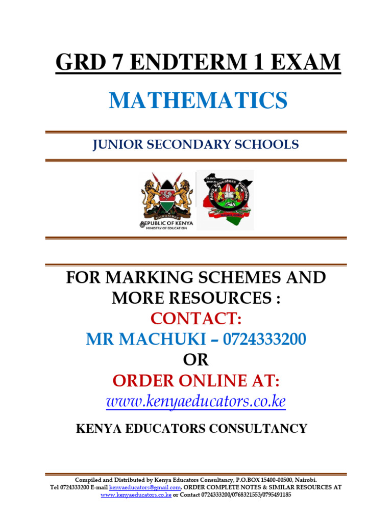 G7 Mat Series 1&2 Endterm 1 Exams | PDF | Mathematics