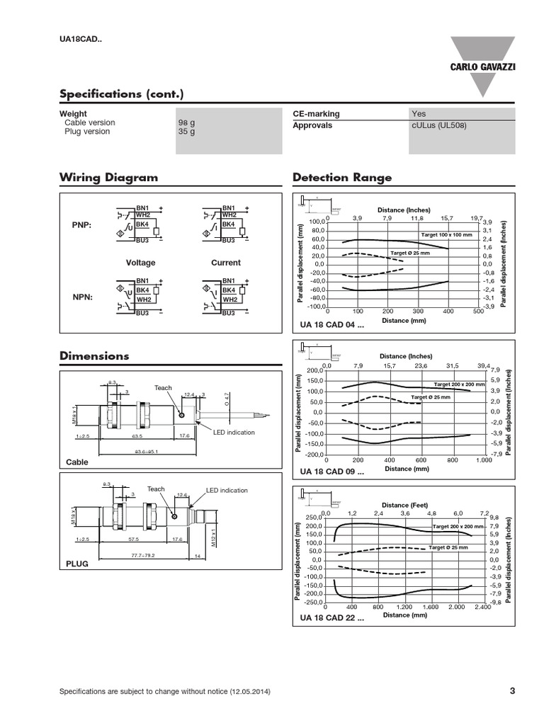 Sens Sonic Ua18cad WD | PDF | Electrical Engineering | Electrical Components