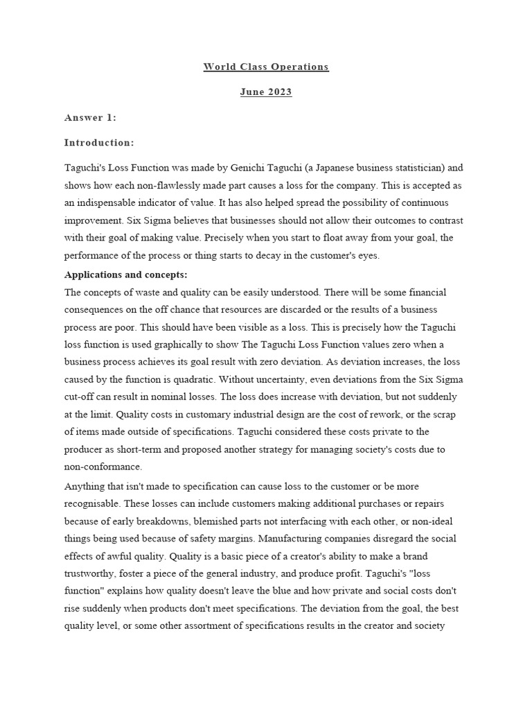 World Class Operations June 2023 | PDF | Business | Business Process