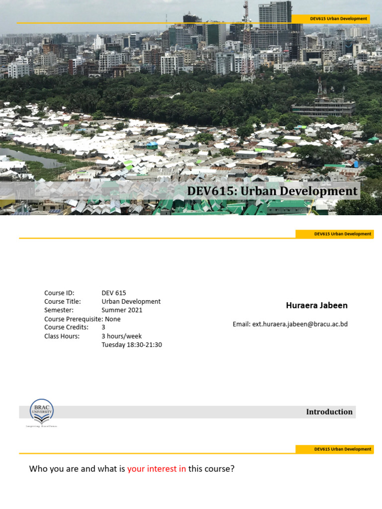 Dev615 Topic 01 Urban Development Pdf Urbanization Sustainability