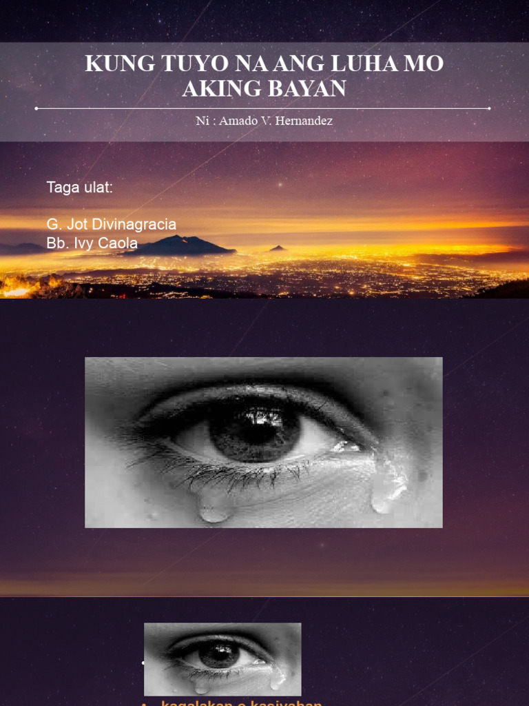 DIVINAGRACIA at CAOLA Pagsusuri NG Tulang Kung Tuyo Na Ang Luha Mo ...