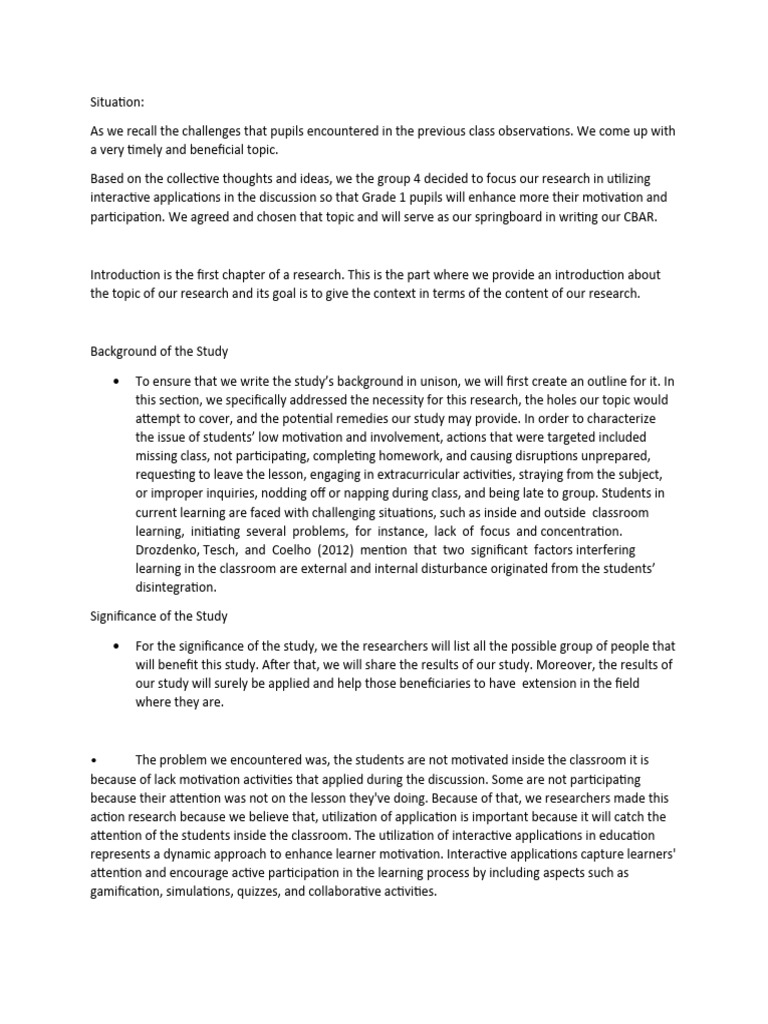 CBAR Observation Plan | PDF | Learning | Attention