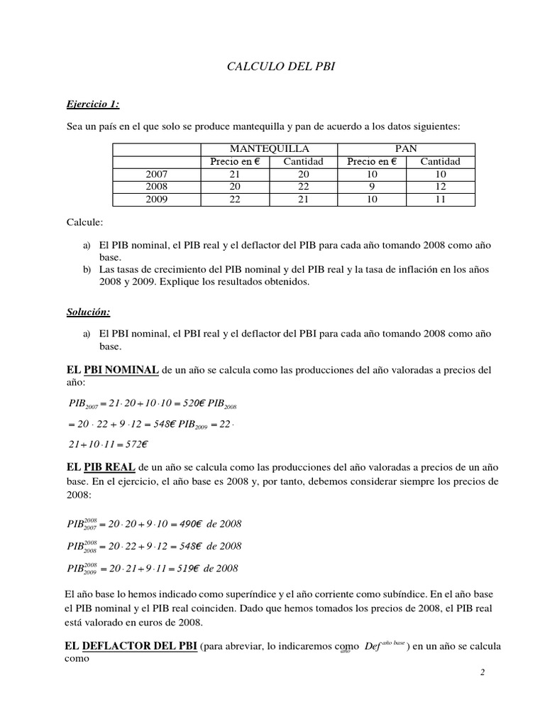 Calculo Del Pbi, Nominal-Pbi Real | PDF | Producto Interno Bruto ...
