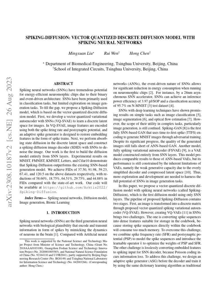 Spiking-Diffusion Vector Quantized Discrete Diffusion Model With ... Spiking-Diffusion Vector Quantized Discrete Diffusion Model With ...