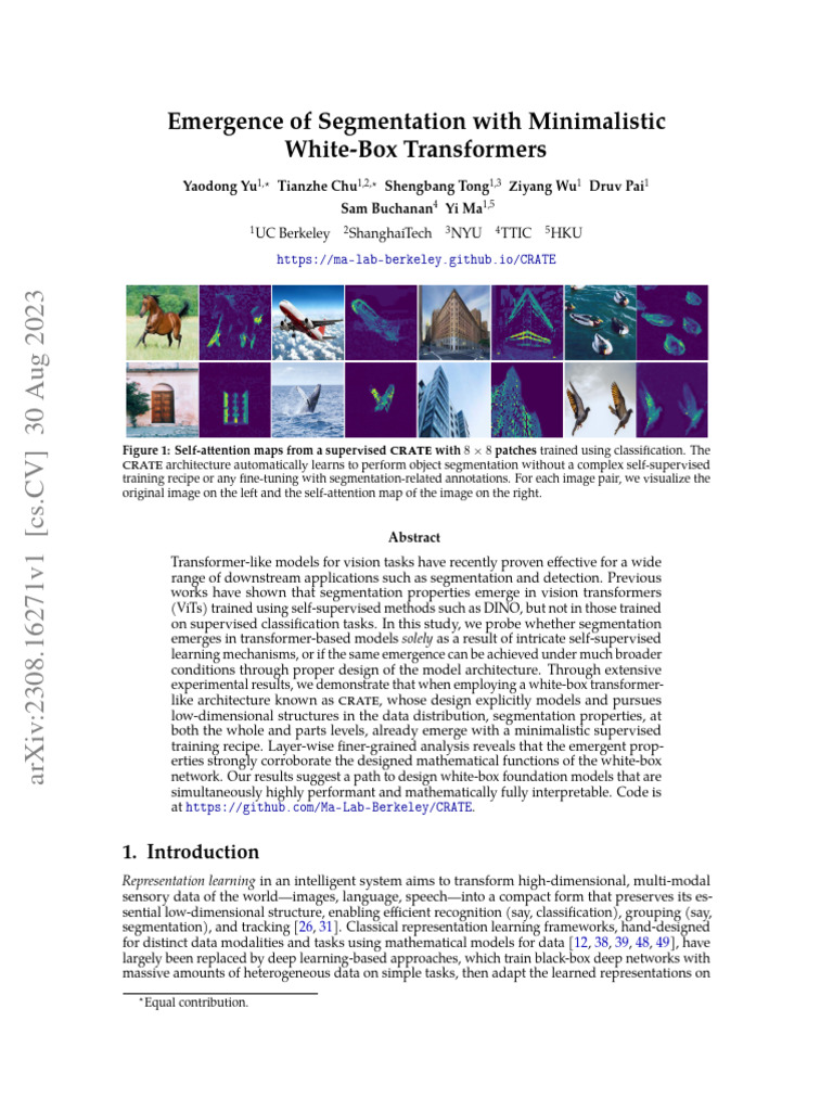 Emergence of Segmentation With Minimalistic White-Box Transformers ...