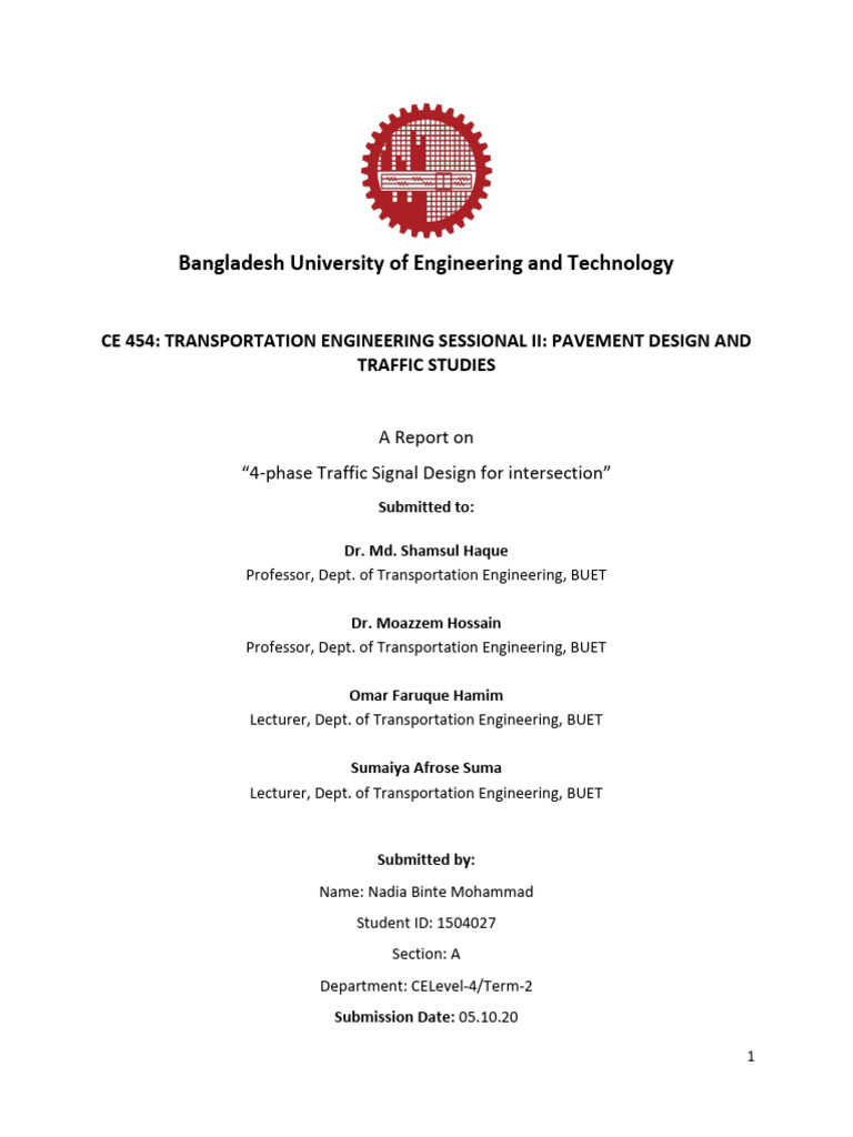 Design of Signal Timing For Shahbag Intersection | PDF | Traffic ...