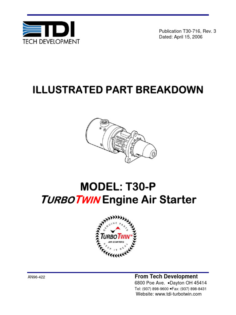 TDI T30-P Air Starter Illustrated Parts Breakdown T30-P-716 - 6701234 - 01 | PDF | Internal ...