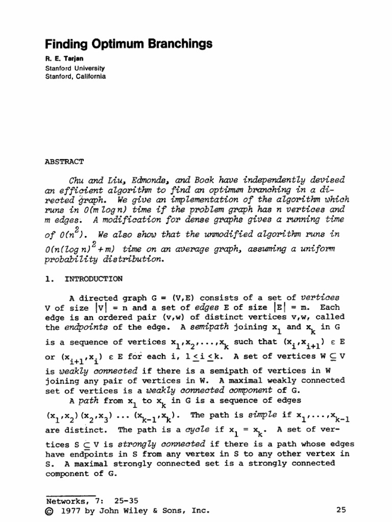 Tarjan - Finding Optimum Branchings | PDF | Mathematical Relations | Theoretical Computer Science