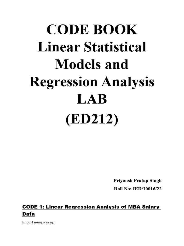 Code Book | PDF | Coefficient Of Determination | Regression Analysis