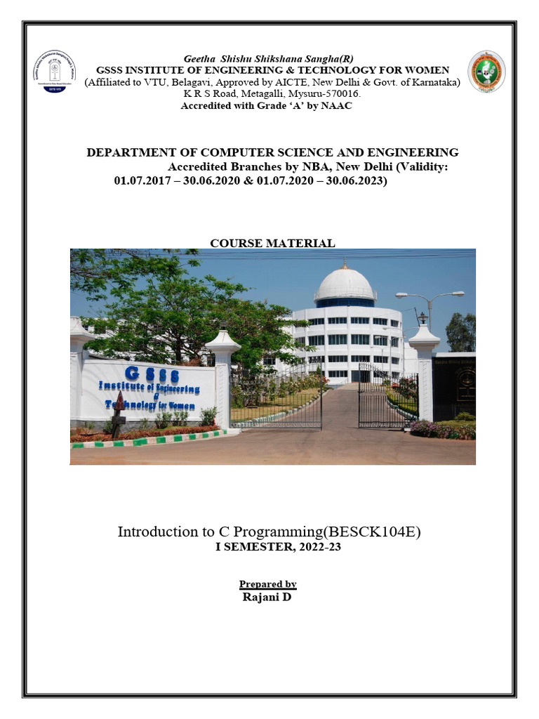 Introduction To C Programming Course Materail | PDF | Printer ...