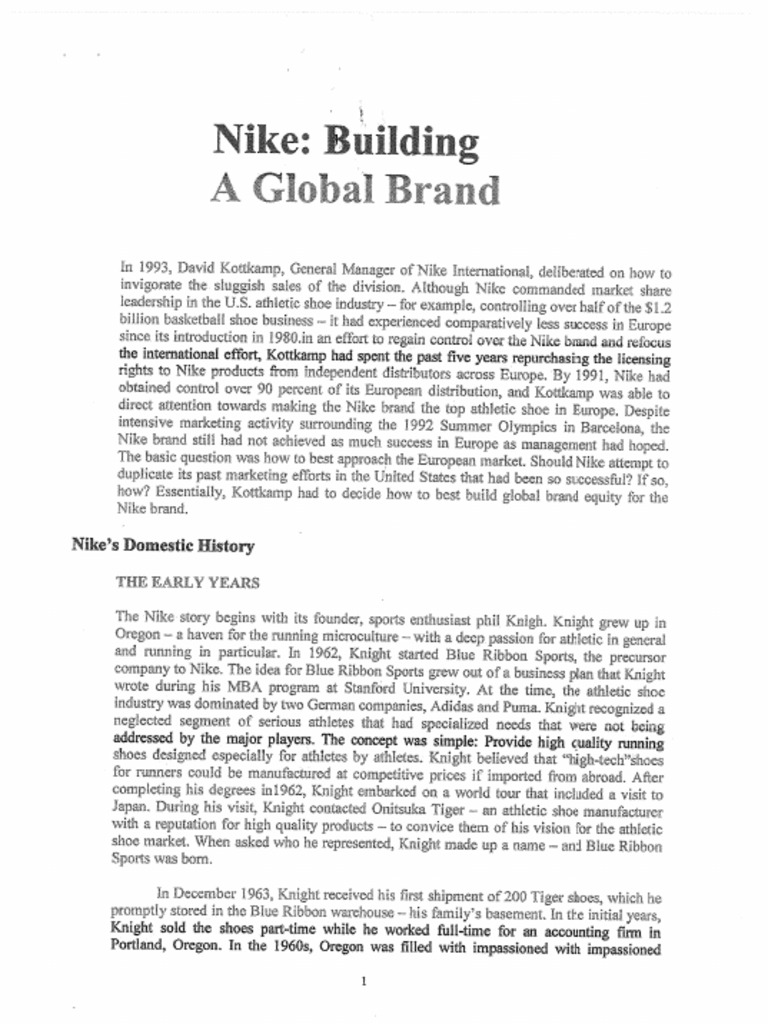 Nike - Building A Global Brand | PDF