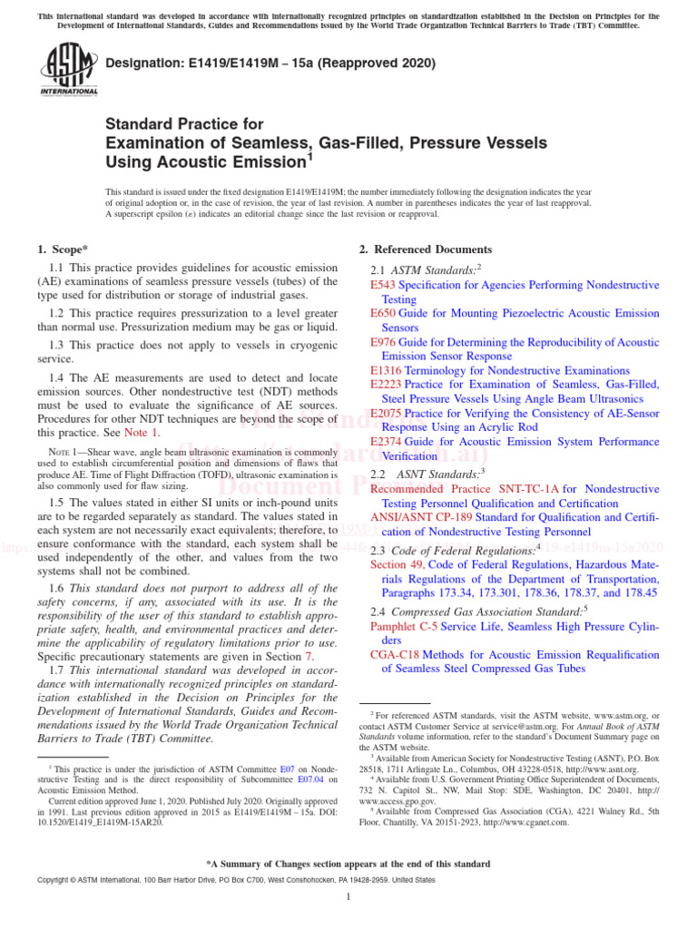 ASTM-E1419-E1419M-15a-2020- | PDF | Nondestructive Testing | Gases