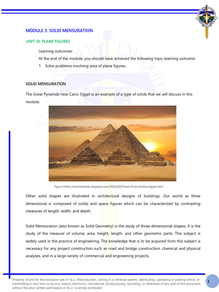 Solid Mensuration: Volume & Area Concepts | PDF | Area | Rectangle