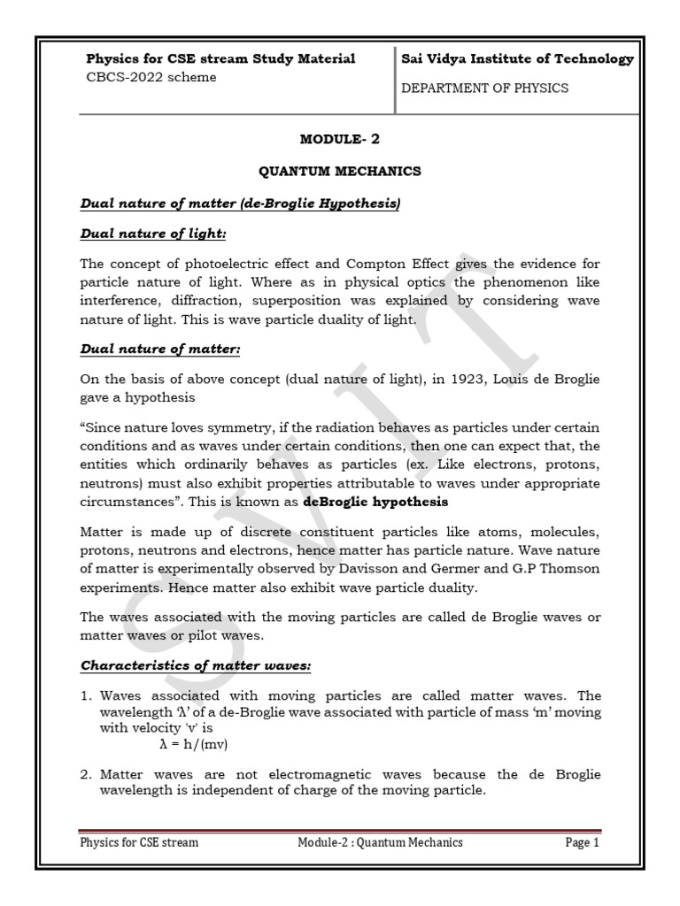 Minimum Uncertainty in de Broglie Wavelength | PDF | Waves ...