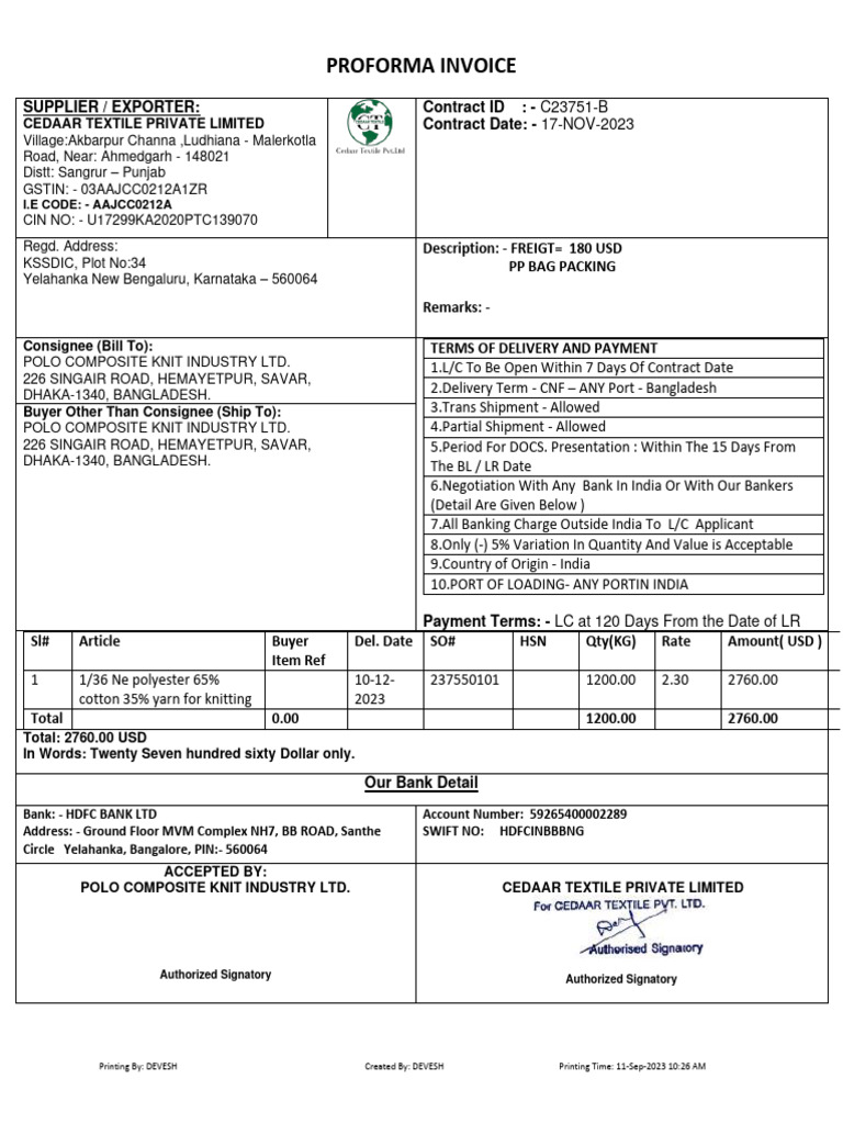 Proforma Invoice: I.E Code: - Aajcc0212A | PDF | Economies