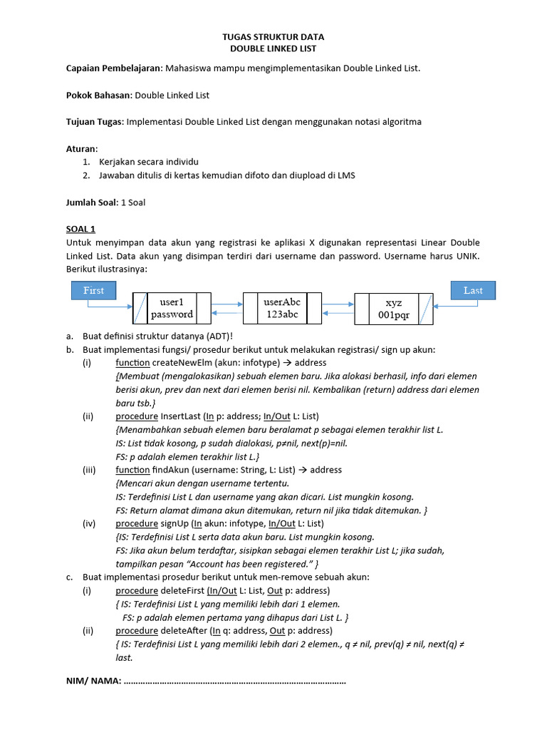 Tugas Double Linked List | PDF