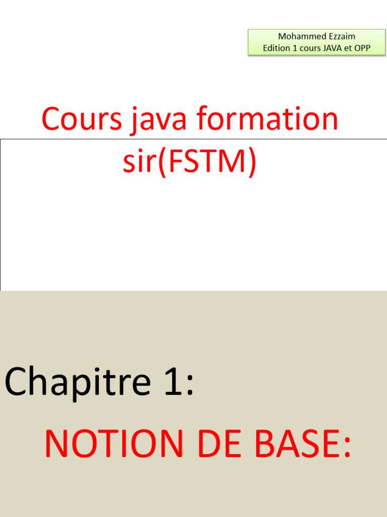 Cours Java Formation Sir (FSTM) | PDF | Software Development | Object ... Cours Java Formation Sir (FSTM) | PDF | Software Development | Object ...