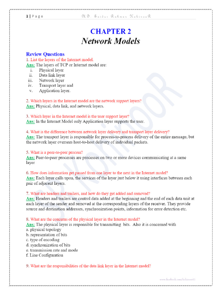 Chapter 2 Network Models Exercise Question With Solution PDF Free | PDF