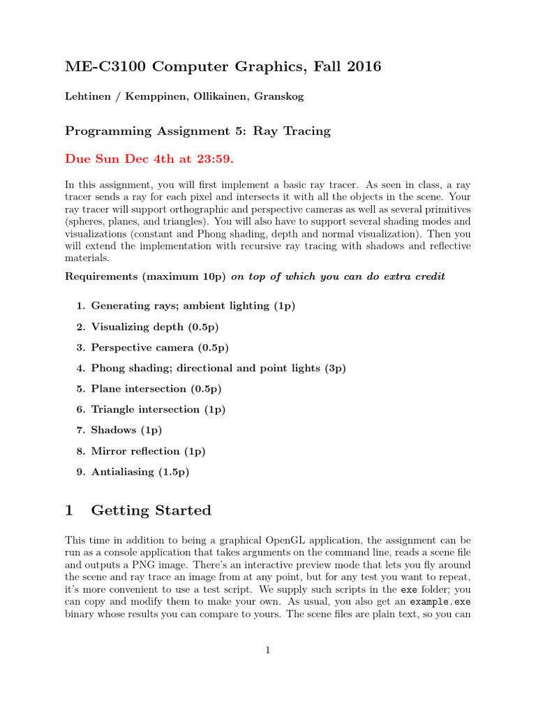 Handout5 Updated | PDF | Texture Mapping | Rendering (Computer Graphics)