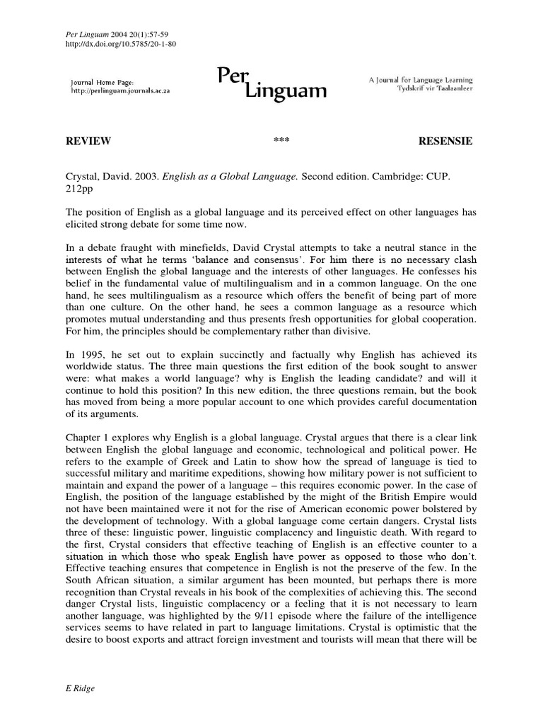 David Crystal's Global English Analysis | PDF