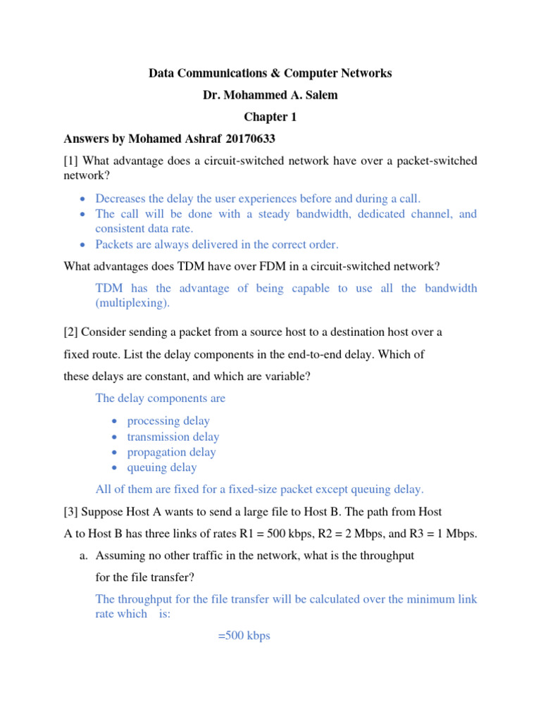 Data Communications Sheet1 | PDF | Transmission Control Protocol | Internet Protocol Suite