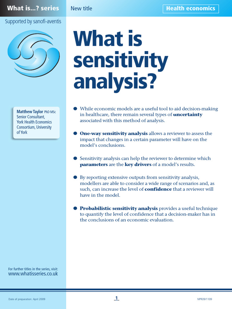 What is Sens Analy | PDF | Sensitivity Analysis | Cost Effectiveness Analysis