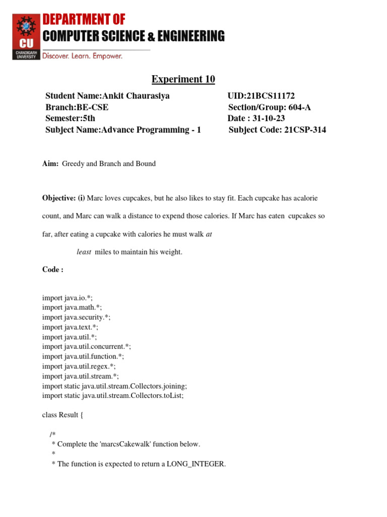 AP 10 ankit | PDF | Theoretical Computer Science | Computer Science
