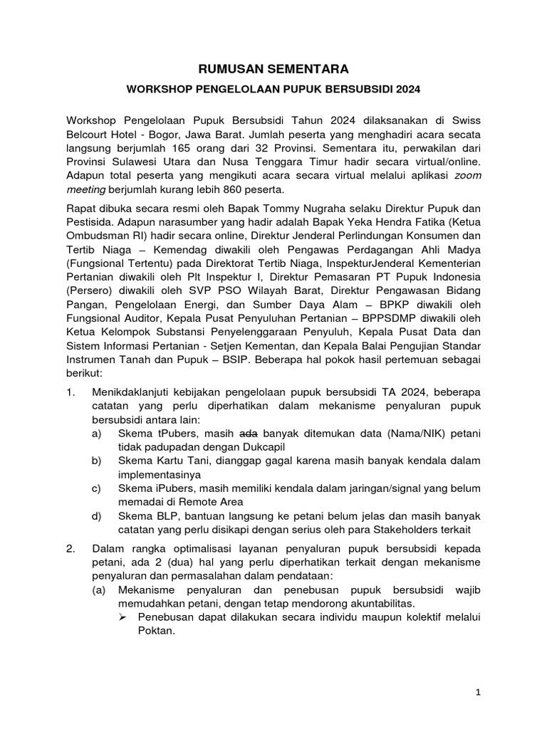 RUMUSAN SEMENTARA Icon 8-10 Nov - Rev | PDF