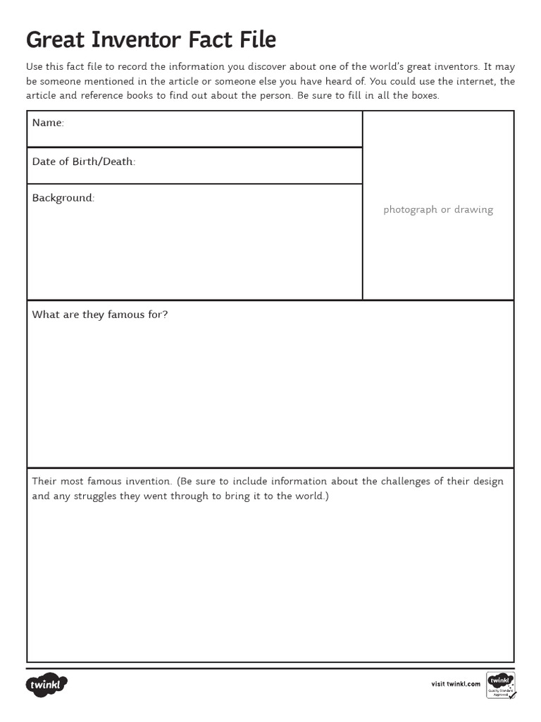 Great Inventor Fact File Template | PDF | Young Adult | Social Science