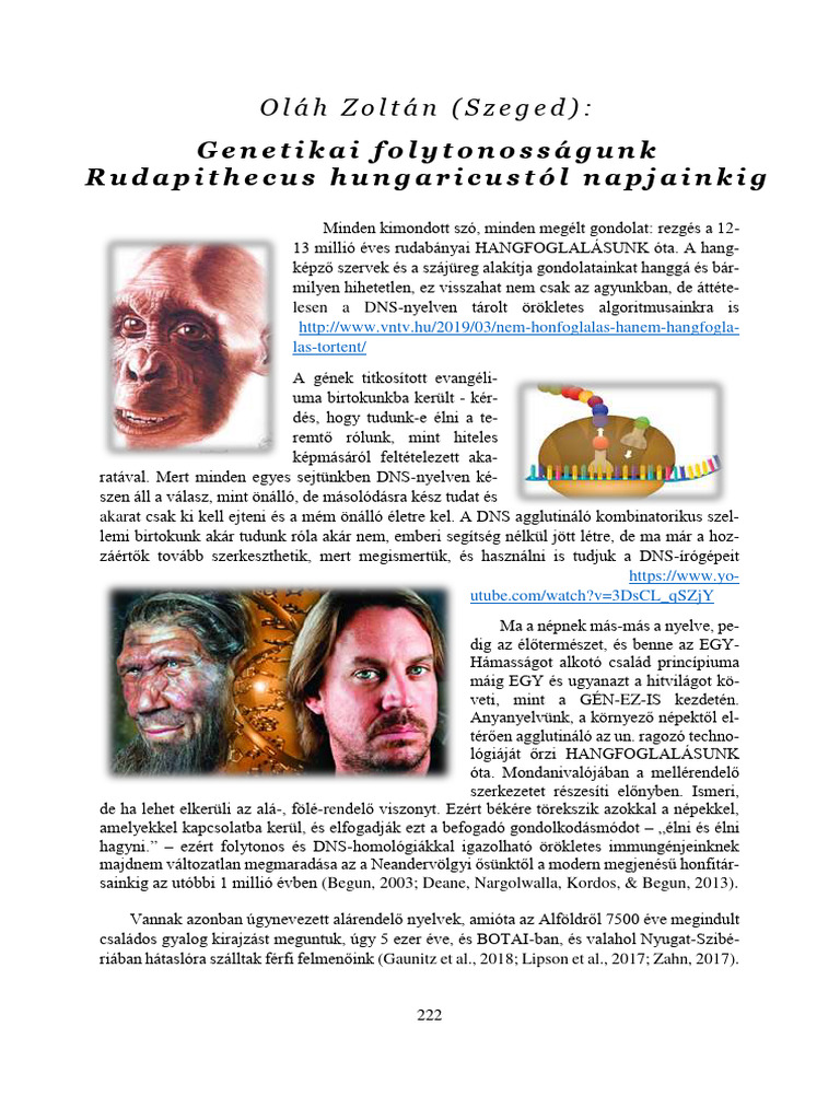 Oláh Zoltán - Genetikai folytonosságunk Rudapithecus Hungaricustól ...
