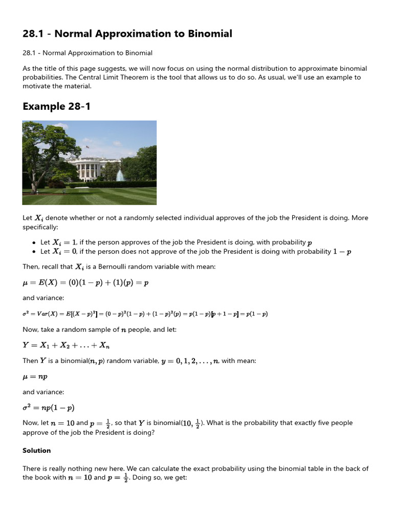 Normal Approximation To Binomial Pdf Normal Distribution