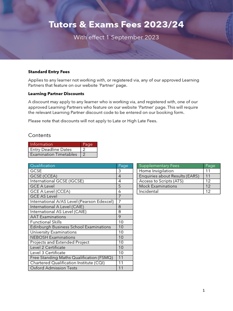 Fees List 2023 24 v6 04.09.23 | PDF