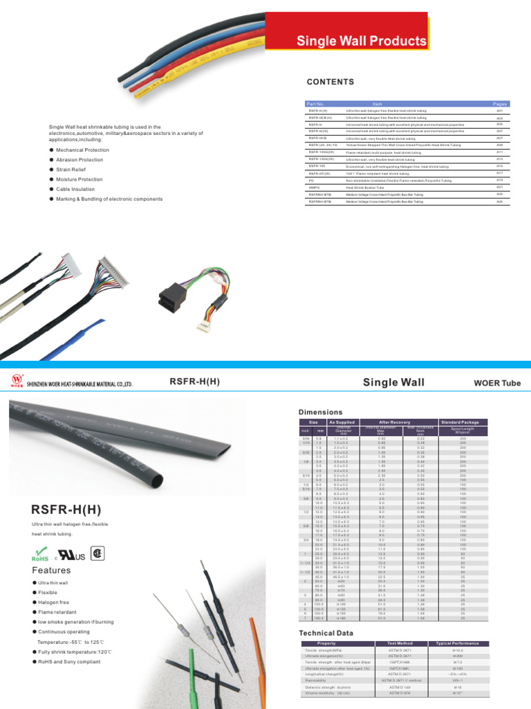 WOER Catalog For The Thin Wall Heat Shrinkable Tube - 2 | PDF | Pipe ...