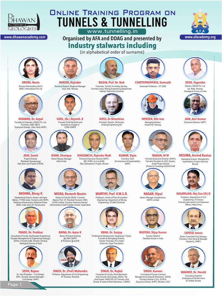Tunnels Tunneling Course Brochure | PDF | Tunnel | Geology