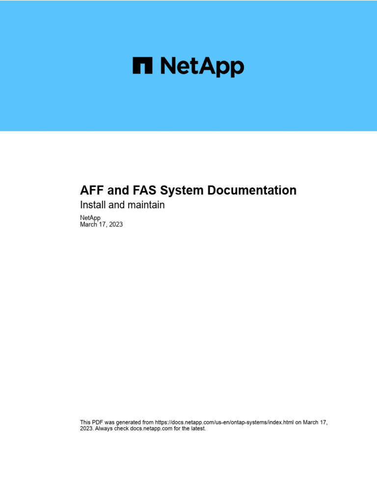 AFF and FAS System Documentation-1 | PDF | Network Switch | Computer ...
