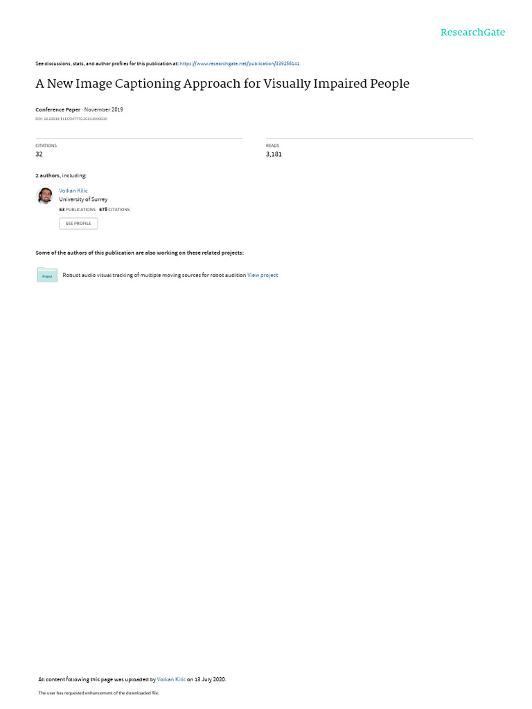 Image Captioning for the Visually Impaired | PDF | Deep Learning | Computer Vision