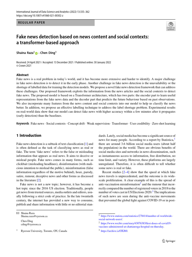 Transformer-Based Approach Fake News Detection Based On News Content ...