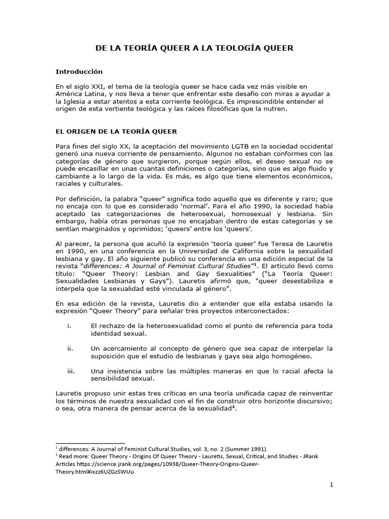 de La Teoría Queer A La Teología Queer | PDF | Queer | Extraña teoria