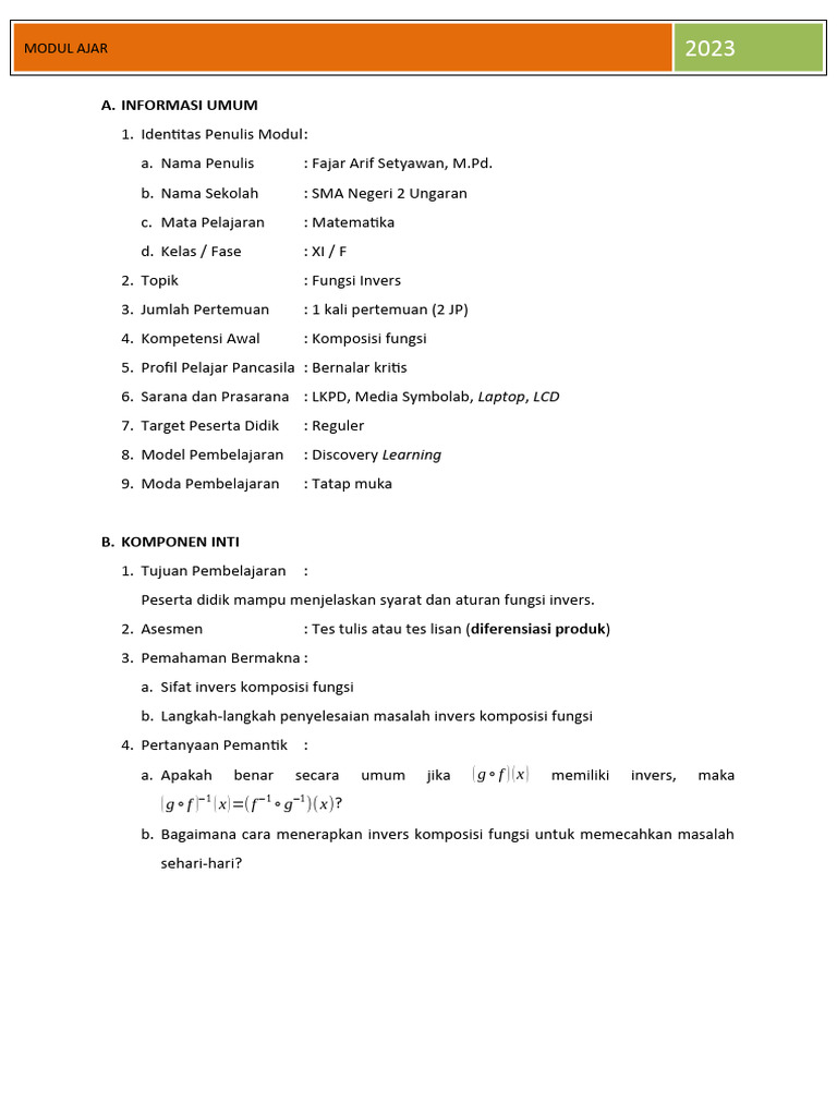 Contoh Modul Ajar | PDF