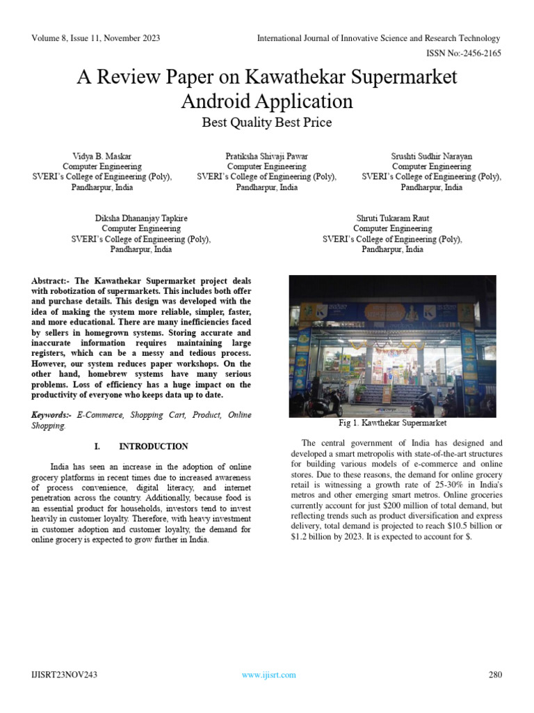 A Review Paper On Kawathekar Supermarket Android Application | PDF | E ...