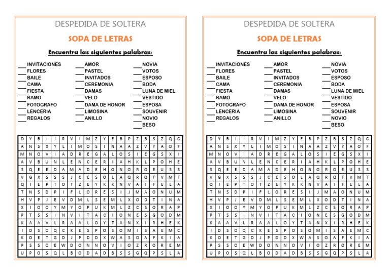 4 SOPA DE LETRAS 2 | PDF | Boda | Rituales