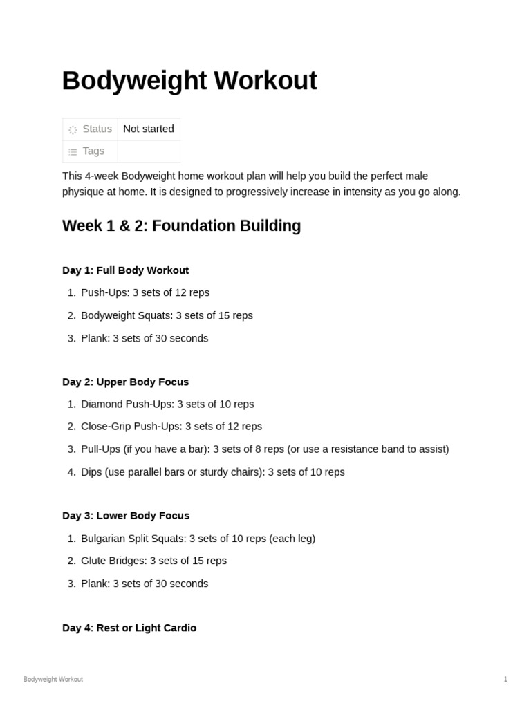 Bodyweight Workout | PDF | Sports Science | Strength Training